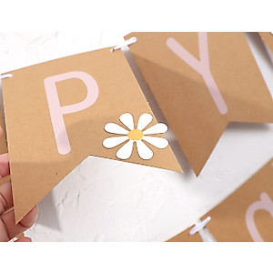 Daisy Happy Birthday Banner - Daisy Theme Birthday,Wildflower Birthday Banner, Groovy Birthday Theme for 1st Birthday, Daisy Themed Birthday Party Decoration Banne，Girl 1st Birthday Decoration