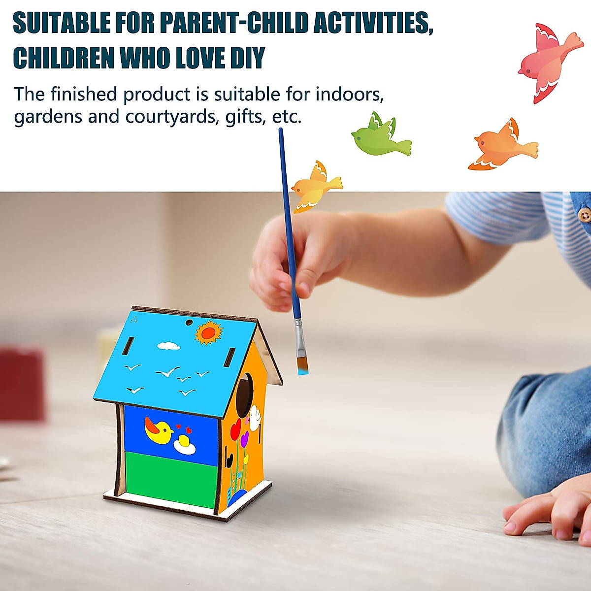 4 Pack DIY Bird House Kit, Halloween Wooden Doodle Birdhouses Set,Paint Wooden Arts,Bird House Building Kit for Boys Toddler Children Ages 4-6 6-8 8-12, Birthday Gifts,Easter Craft,Toys for Girls