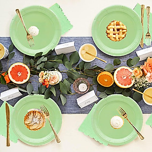 50Pcs Sage Green Party Supplies Sage Green Paper Plates 7"Green Dessert Plates Disposable Mint Green Paper Plates for Green Party Theme Jungle Wedding Bridal Baby Shower Birthday Party Decor (Green)