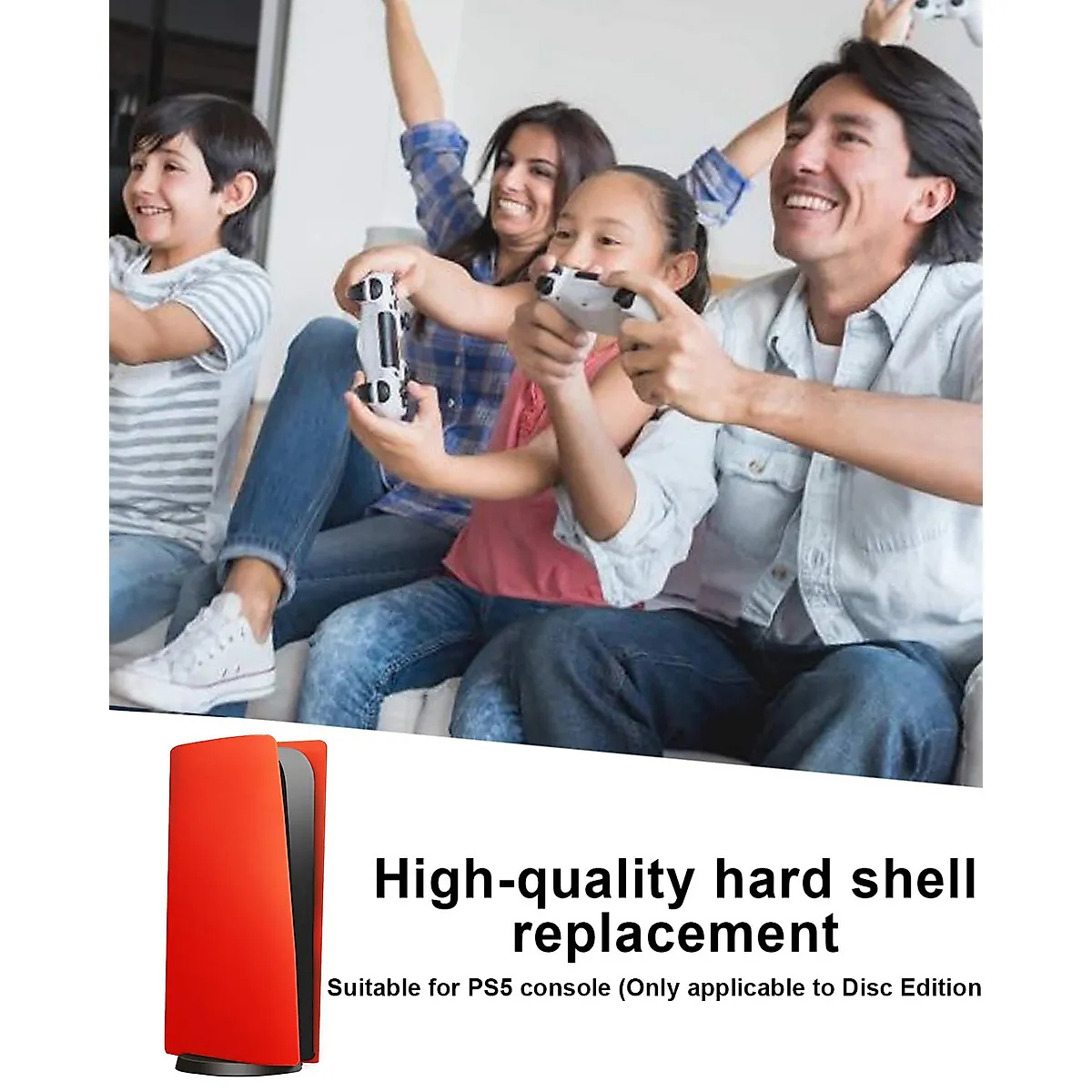 PS5 Console Replacement Shell, Megadream Hard ABS Shockproof Anti-Scratch Dustproof PS5 Console Case Cover Replacement Plate Shell for PS5 Console Disc Edition - Red