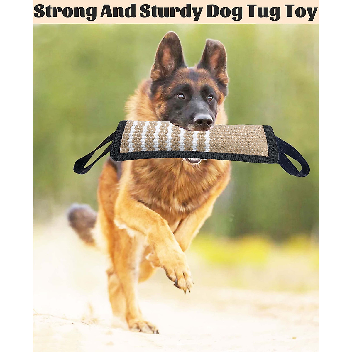 Clysrou Dog Tug Toy Dog，Tough Jute Bite Pillow - Durable, Training Equipment - Puppy to Large Dogs Interactive Toy.