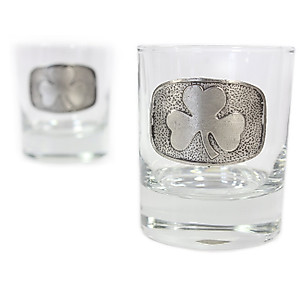 Shamrock Irish Whiskey Glasses Pewter Set of Two Made in Ireland