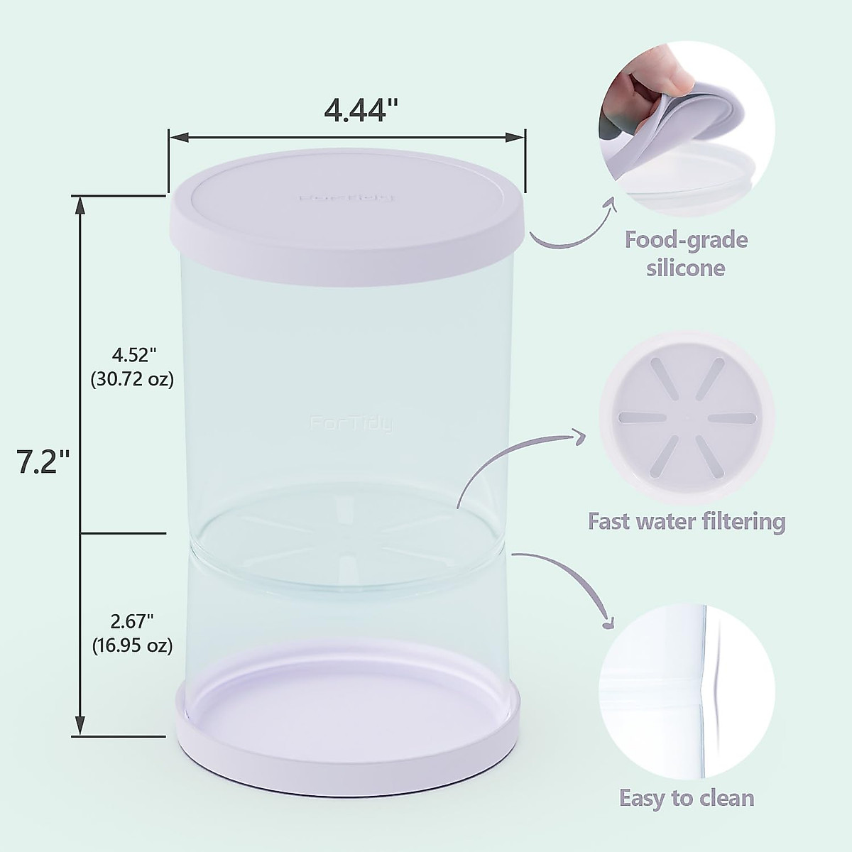 ForTidy Pickle Container with Strainer Flip and Label - 47 oz Airtight Olive Jar, BPA-Free, Dishwasher Safe, Goodbye Juice Finger, Kitchen Organization Must-Have Versatile Food Saver (Grayish White)