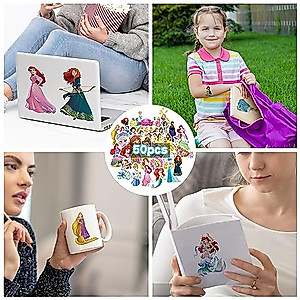 Princess Party Favors Keychains Bulk Cartoon Princess Party Supplies Stickers Gift Set Include 24PCS Keychains and 50 PCS Stickers, Unique Pattern for Carnival Prizes Girls Birthday Party