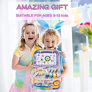 Hummigoo Tea Set for Little Girls, Pretend Tea Party Set for Kids Age 3 4 5 6 7 8 9, Kids Kitchen Pretend Play Tin Tea Set with Carrying Case and Food Dessert Playset for Girls Princess Boys