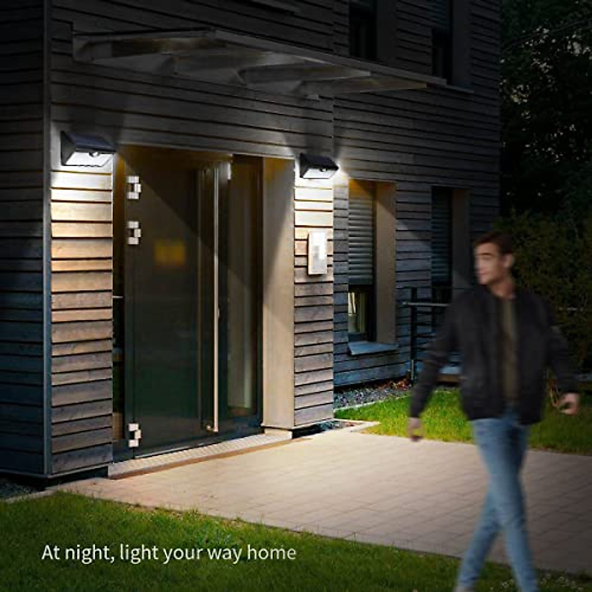 HVIKOV Motion Sensor Light Outdoor, 60 Led Solar, 5 Modes Remote Control,1300LM Waterproof Wide Angle, Wireless Super Bright Security Wall Lights for Driveway, Wall, Patio, Yard, Garden（Black）