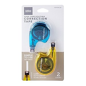 Office Depot® Brand Correction Tape with Mini-Roller Head, 394", White, Pack of 2