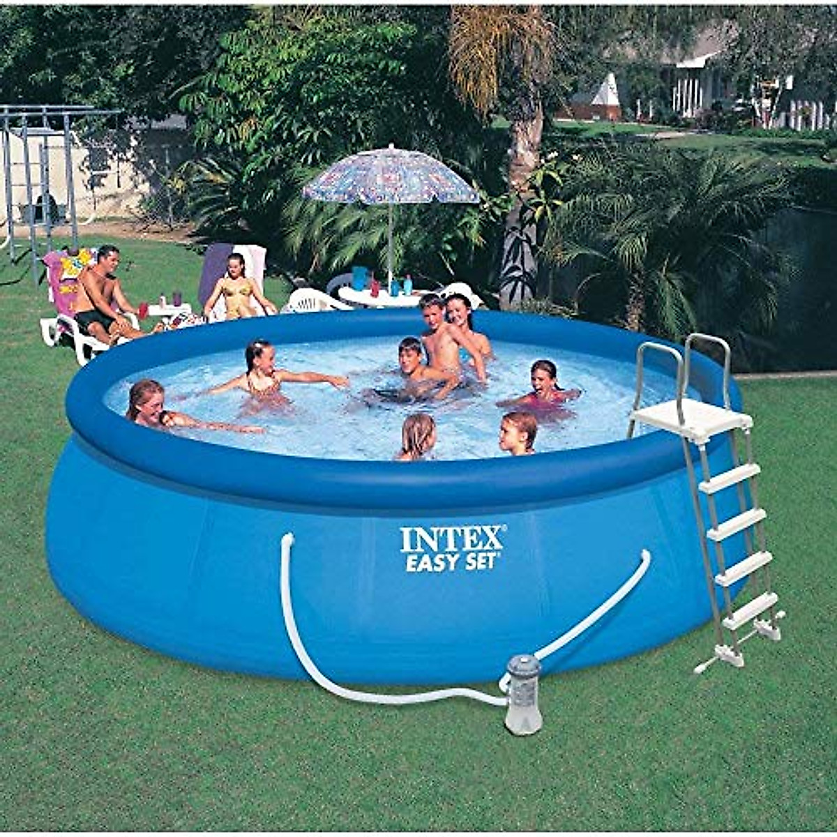 Intex 15ft x 48in Easy Set Above Ground Inflatable Pool w/Pump and Solar Cover
