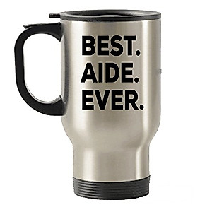 SpreadPassion Best Aide Ever Travel Mug - Gift For Teachers Nurses Aide Hospice Bus Home Health Certified Driver Aid - Present Gift Idea