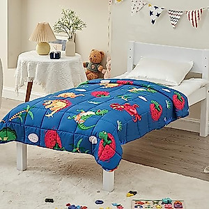 yescool Weighted Blanket (7 lbs, 41" x 60", Dianasour) Cooling Heavy Blanket for Sleeping Perfect for 60-90 lbs, Throw Size Breathable Blanket with Premium Glass Bead, Machine Washable