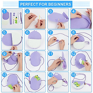 FREEBLOSS 6 Set Sew Your Own Purses Felt DIY Animal Theme Handmade Handbags Nonwoven Craft Sewing Play Gift with Safety Needle Felt Craft Kits for Children