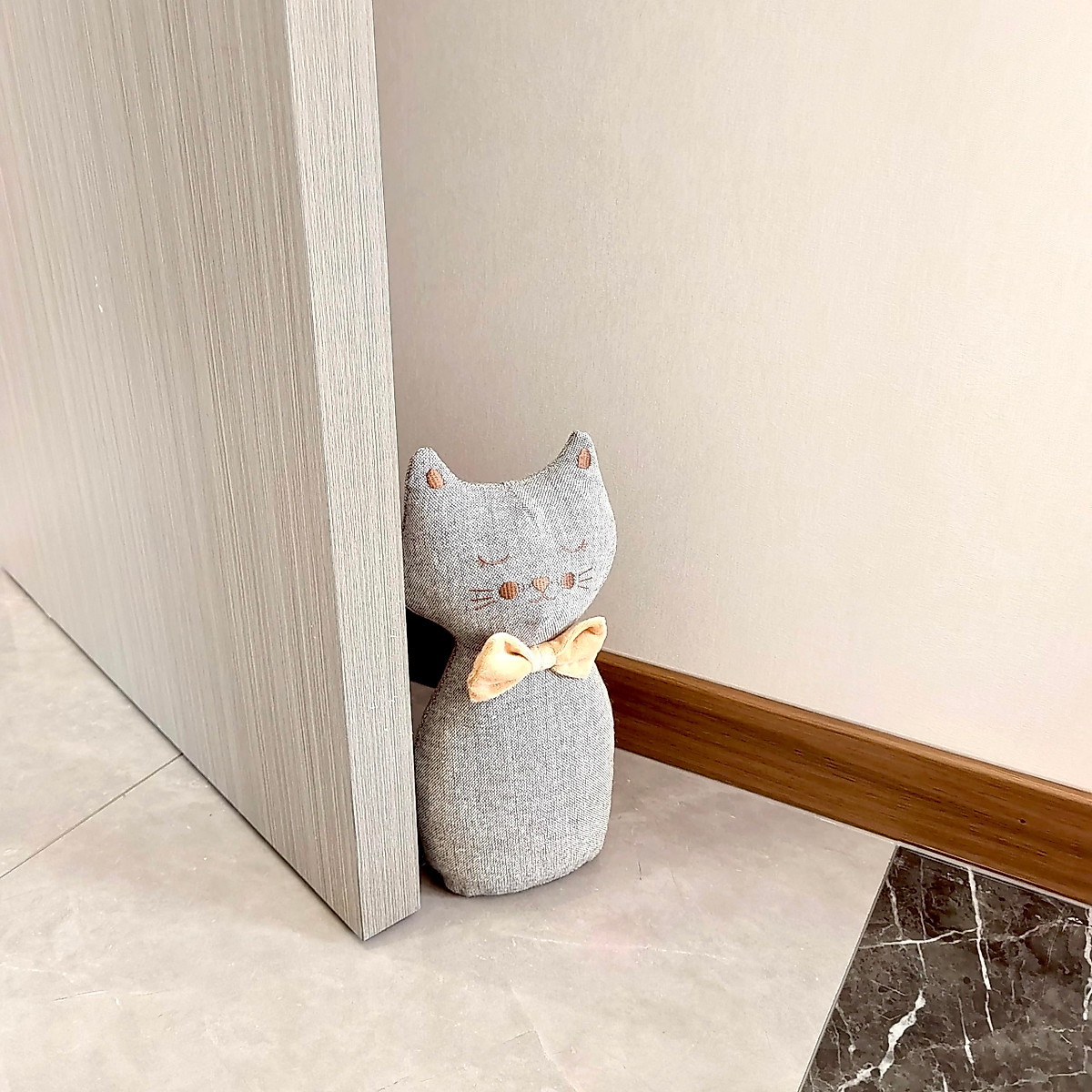 Interior Door Stopper Fabric Doorstops Decorative Cat (Simple Bow cat)