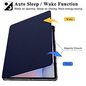 Soke Case for Samsung Galaxy Tab S10 Plus/Tab S9 Plus/S8+/S7 FE/S7+ 12.4-inch with S Pen Holder, Shockproof Stand Folio Cover for Galaxy Tablet S10 2024 12.4", Dark Blue