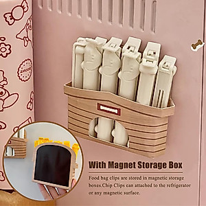 OULIGET Magnetic Refrigerator Sealing Clip,Chip Clips with Magnet Storage Box,Puppy Bone Shaped Food Packages Clips,Kitchen Food Freshness Bag Clip,White,10 Pieces