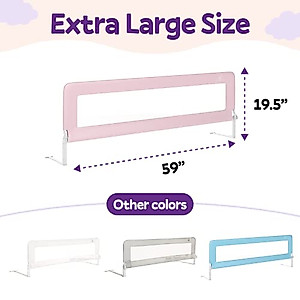 ComfyBumpy 59 inch Extra Long Bed Rail for Toddlers - Baby Bed Rail Guard for Kids, Twin, Full, King and Queen Beds - Adjustable Toddler Bed Rails - Baby Bed Side Bedrails - Pink, XL (59" x 19.5")