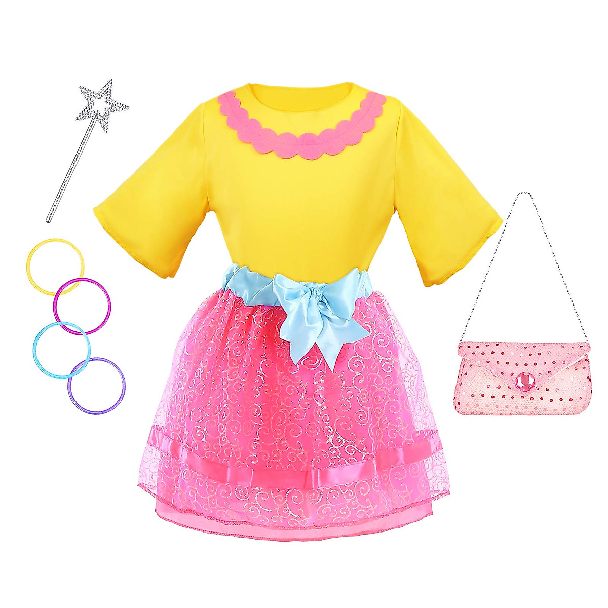 Teuevayl Little Girl Dress up Trunk Set, 20PCS Girls Pretend Play Princess Role Play Costumes Set, Singer, Princess, Fairy Costume for Girl Ages 3-7