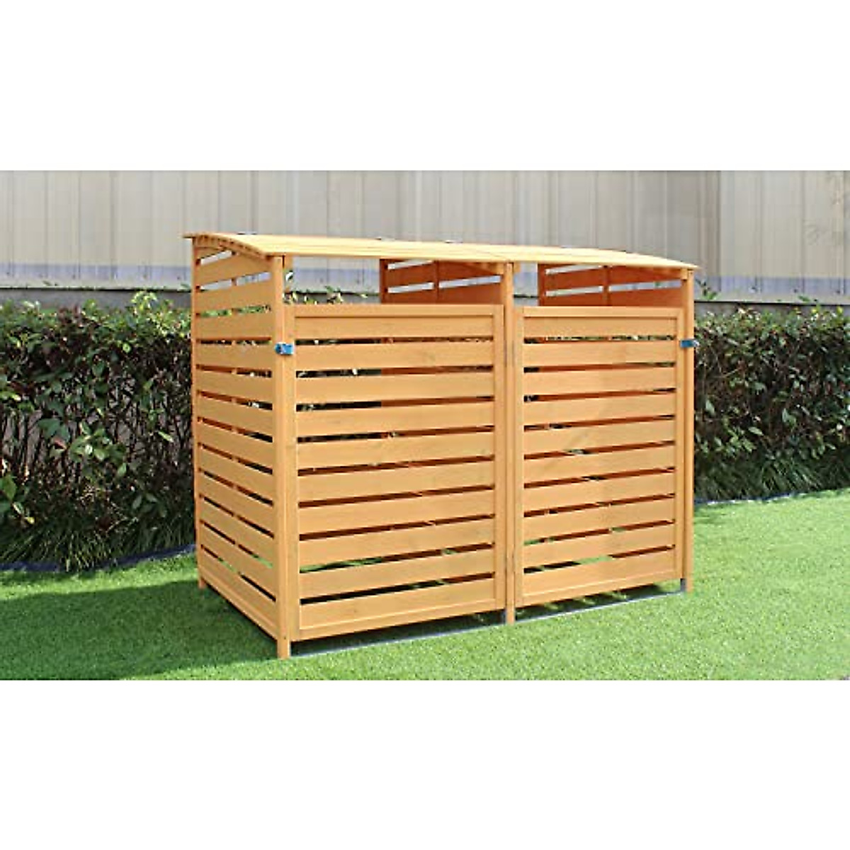 Hanover Outdoor 4.9 ft. x 4 ft. Wooden Trash Bin and Recyclables Storage Shed
