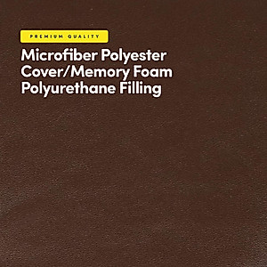 Sweet Home Collection Chair Cushion Memory Foam Pads Tufted Slip Non Skid Rubber Back U-Shaped 17" x 16" Seat Cover, Faux Leather Chocolate Brown 2 Count (Pack of 2)