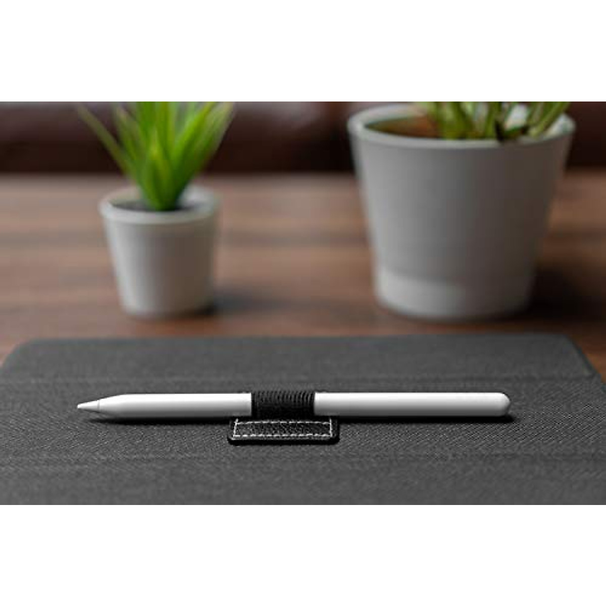 TineeOwl Pen Holder for Apple Pencil (Improved), Adhesive Loop for Books, Surface Laptop, Journal & More - 3M Self-Adhesive Vegan Leather Elastic Pencil Loop (3 PACK) - Black