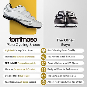 Tommaso Women's SPD Indoor Cycling Shoes Pista 100 Cycling Shoes for Echelon Bikes, with Pre-Installed SPD Clips - Bike Shoes for Women, Cycling Shoes Women, Indoor Bike Shoes - Cycling Bike White 36