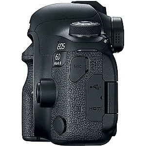 Canon EOS 6D Mark II DSLR Camera (Body Only) (1897C002), 64GB Memory Card, Case, Photo Software, LPE6 Battery, Card Reader, Flex Tripod, HDMI Cable, Hand Strap + More (Renewed)