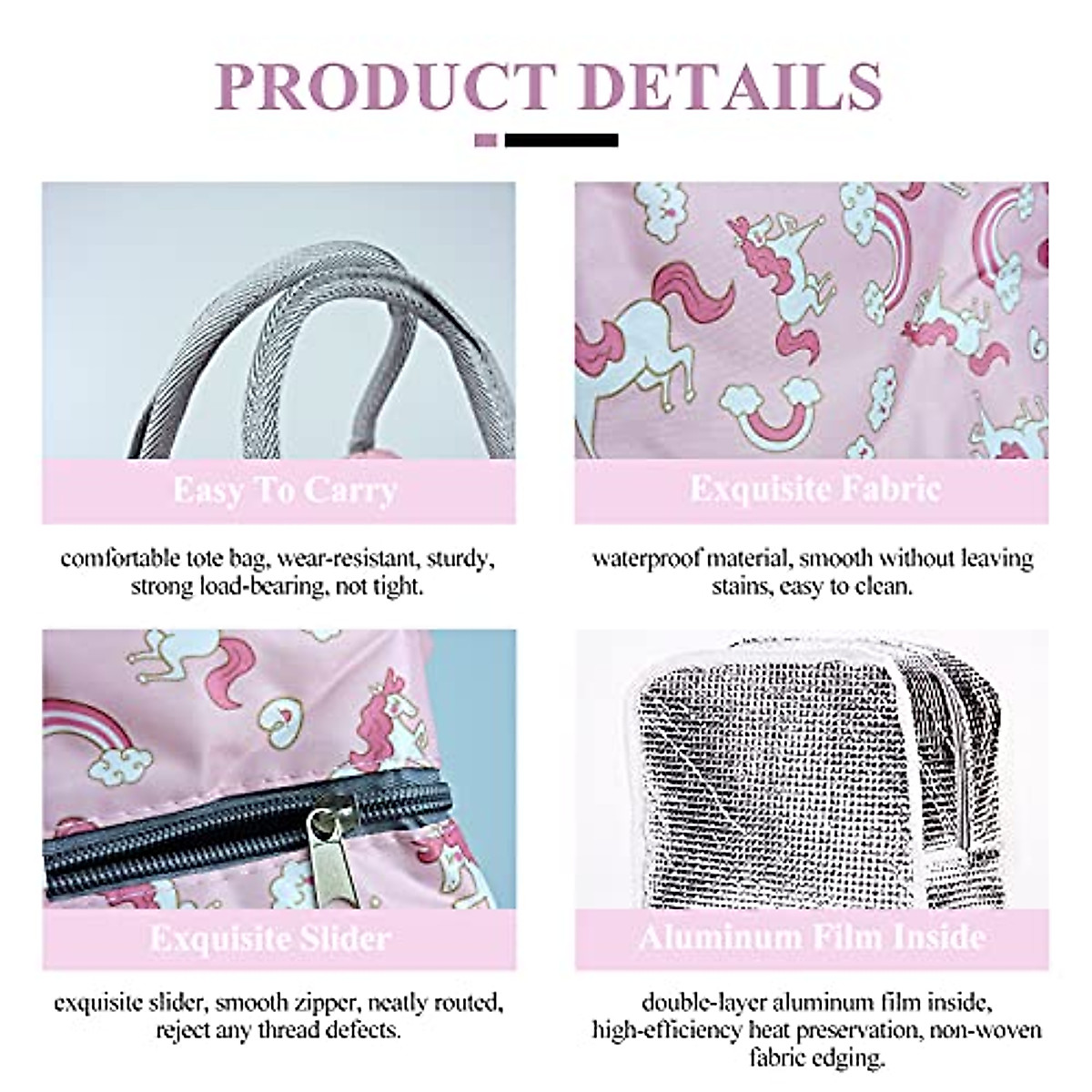 WishLotus Insulated Lunch Bag, Oxford Cloth Lunch Box Water-Resistant Tote Bag Leak-Proof Thermal Lunch Organizer for Men Women Girls Children Outdoor Picnic School Work (Horse)