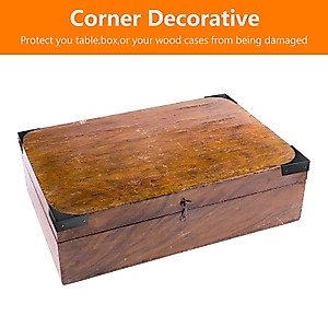 Eforlike 4 Piece Antique Metal Box Corner Protector Edge Safety Guard Cabinet Furniture Corner Metal Bumpers (Black)