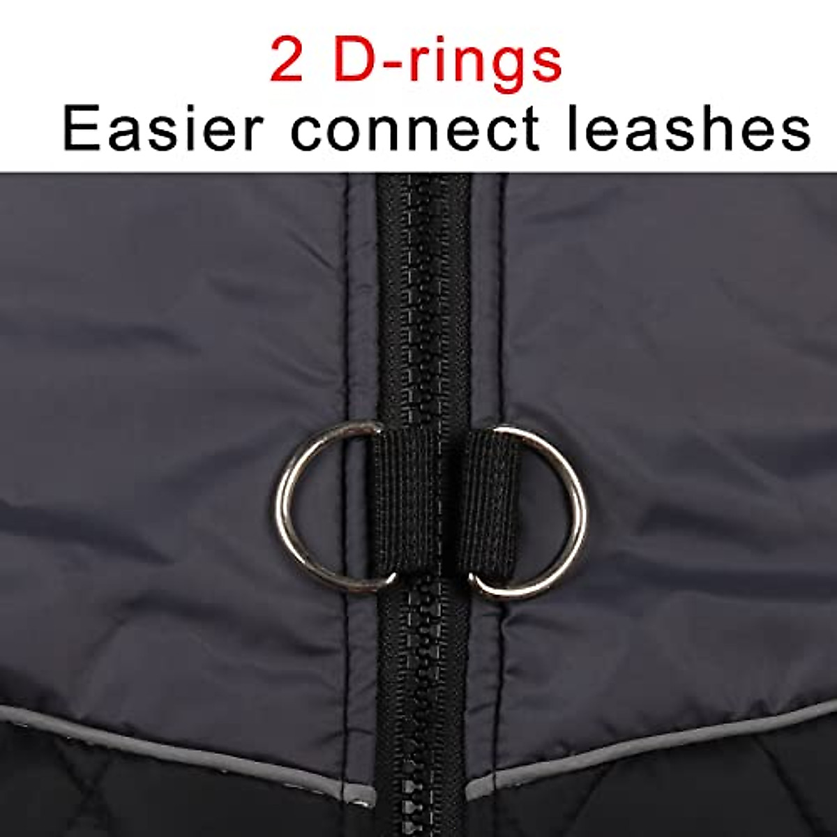 JoyDaog Warm Fleece Dog Coats for Medium Dogs,D-Rings Waterproof Puppy Jacket for Cold Winter,Black L