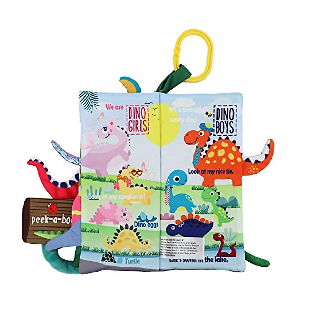 Dinosaur Baby Books Toys Touch Feel Cloth Soft Crinkle Books for Babies,Infants,Toddlers, Baby Books 0-6 Months 1 year Old Book Sensory Toy, Car & Stroller Toys Baby Girls Boys Shower Gifts,Dino Tails