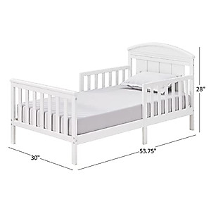 Oxford Baby Baldwin Wood Frame Toddler Bed with Guardrails and Arched -Headboard, Snow White