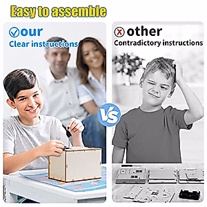 5 in 1 3D Wooden Puzzles STEM Projects for Kids Age 8-12, Educational Crafts Science Kits for Girls Ages 8-10, DIY Model Building Toys kit, Gift for 6 7 8 9 10 Year Old boy