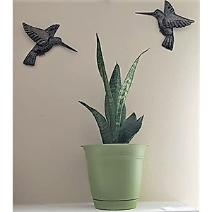 Hummingbirds, Set of 2, Nature Inspired Small Wall Hanging Ornamental Birds, Fall Garden Home Decorations, Good Luck Accent Plaques, Handmade in Haiti 6 x 5.5 Inches