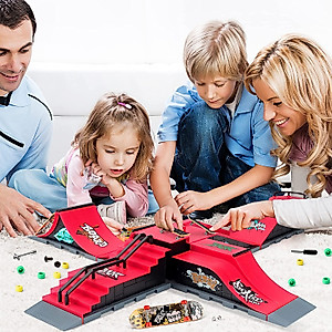 EPOGG Mini Finger Skateboard Ramp Set, Skate Park Kit Ramp with Tools for Fingerboards Training Props Interactive Freestyle Skate Game, Finger Skateboards for Adults & Kids