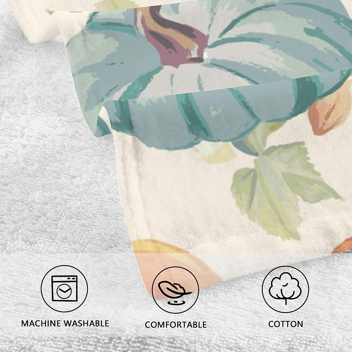 ALAZA Fall Pumpkins Hand Towels for Bathroom Set of 2 Soft Absorbent Cotton Bath Towels Decorative Face Towel 16" X 28"