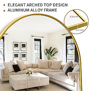 Antok Arched Full Length Mirror, 58"x18" Arched Floor Mirror, Glassless Mirror Full Length with Stand, Floor Mirror Freestanding, Wall Mounted Mirror for Bedroom Living Room, Gold