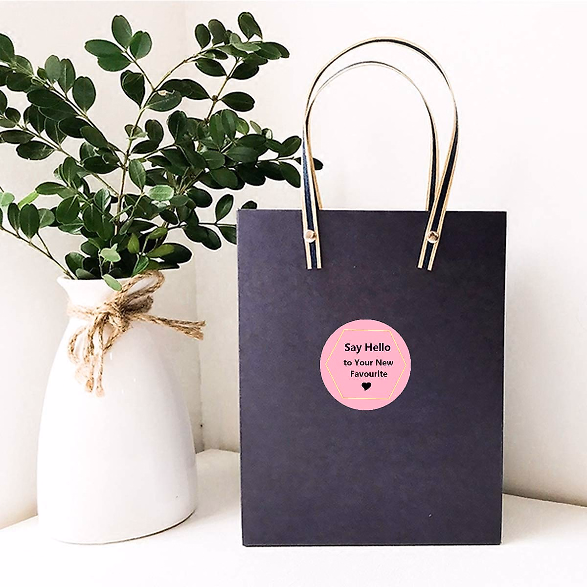 2" Round Black Hello, I'm What You've Been Waiting for Stickers,Say Hello to Your New Favourite Stickers - Pink Business Thank You Stickers, Shipping Stickers 500 Total Labels