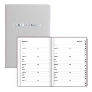 Letts Pastel A6 Address Book, White Paper, 192 Pages, 5.75 x 4.125 x 0.375 inches, Stone (B090035)