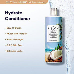 ENJOY Hair Care Holistic Hydrate Conditioner, pH 3.5-4.5, Hair Conditioner For Damaged Hair, Conditioner Curly Hair Products - 10 Fl Oz