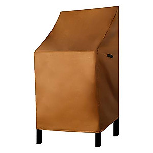 RosieLily High Back Patio Chair Covers Waterproof Heavy Duty Stackable Outdoor Bar Stool Cover Brown Patio Furniture Covers Outside Lounge Deep Seat Covers, Lawn Chair Covers, High Back, 1 Pack-Brown