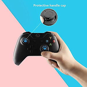 6PCS PS5 Silicone Thumb Cap, Non-Slip Silicone Analog Joystick Thumb Stick Grip Cap for PS2, PS3, PS4, PS5, Xbox One, Xbox Series X/S, Xbox 360, Switch Pro, Wii U Game Controller (Black Blue)