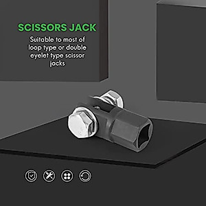 Guddla 2 Pcs Scissor Jack-Adaptor Black Metal 1/2 Inch for Use with 1/2 Inch Drive or Impact Wrench Tools IJA001