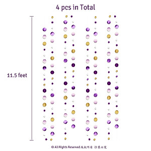 Cheerland Party Decorations Purple Circle Dot Garland Gold White Lavender Hanging Banner Streamer Backdrop Decor for Themed Birthday Wedding Bridal Baby Showers Party Supplies 46ft