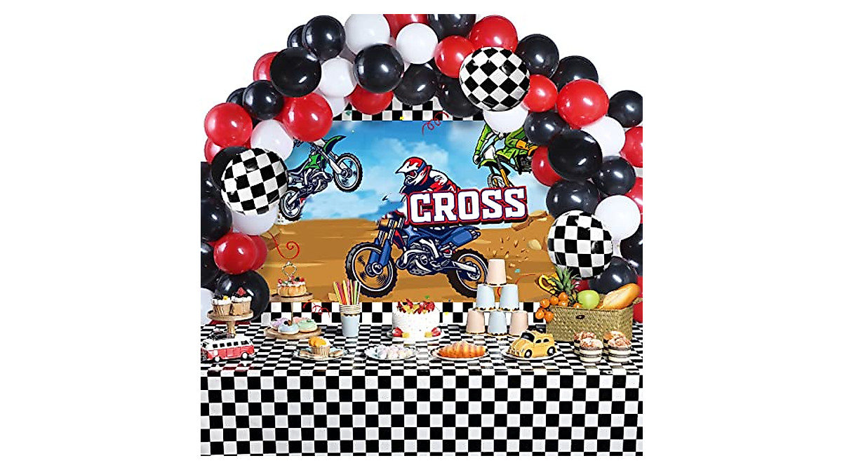Dirt Bike Party Decorations Set - 72 Pieces for Celebrations