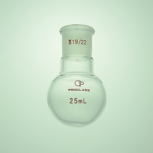 Proglass Glass Single Neck Round Bottom Boiling Flask 25mL with 19/22 Joint