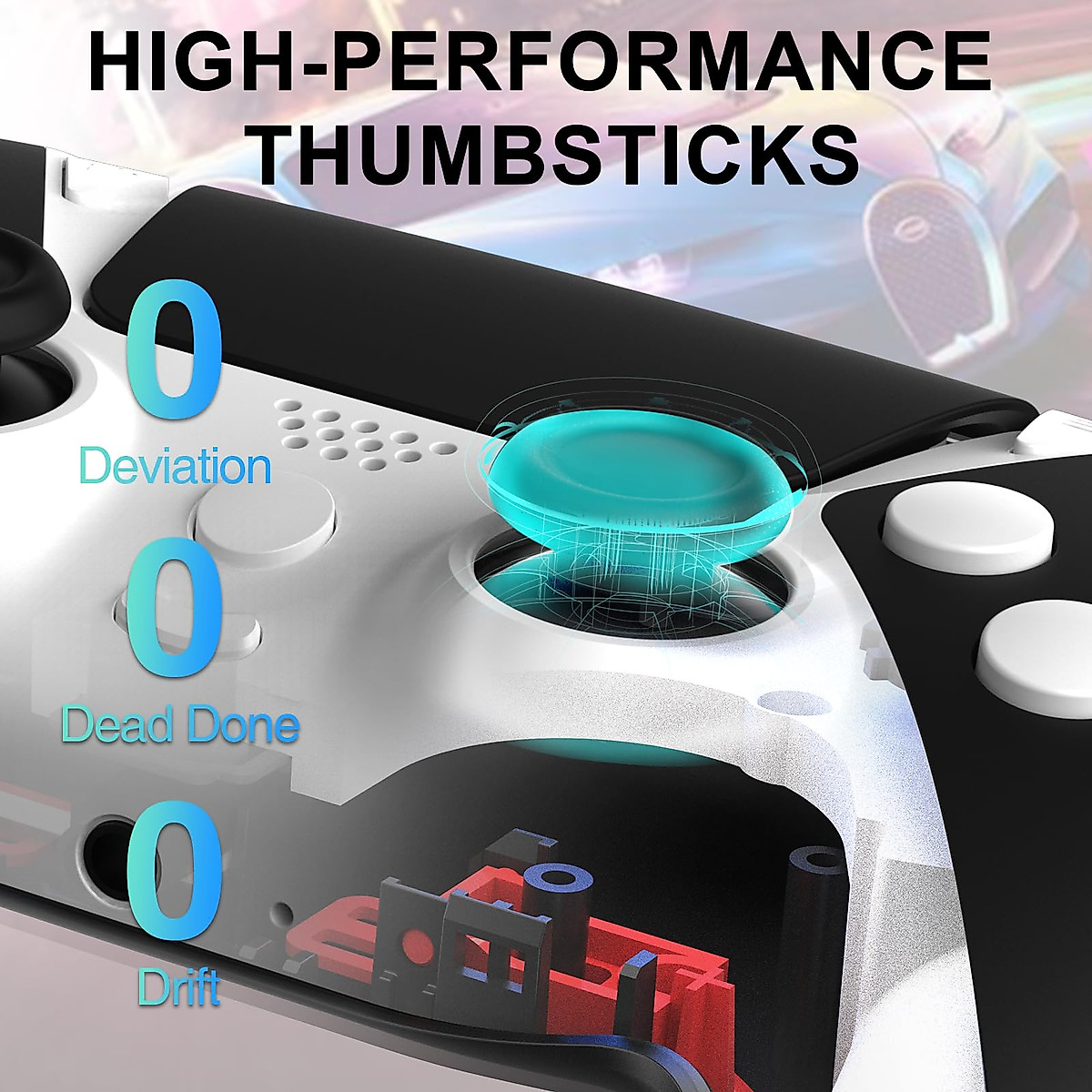 AUGEX Wireless Controller for PS4, PS5, PC & Phone, Gamepad with Turbo, Remappable Buttons, Ergonomic Design, Black