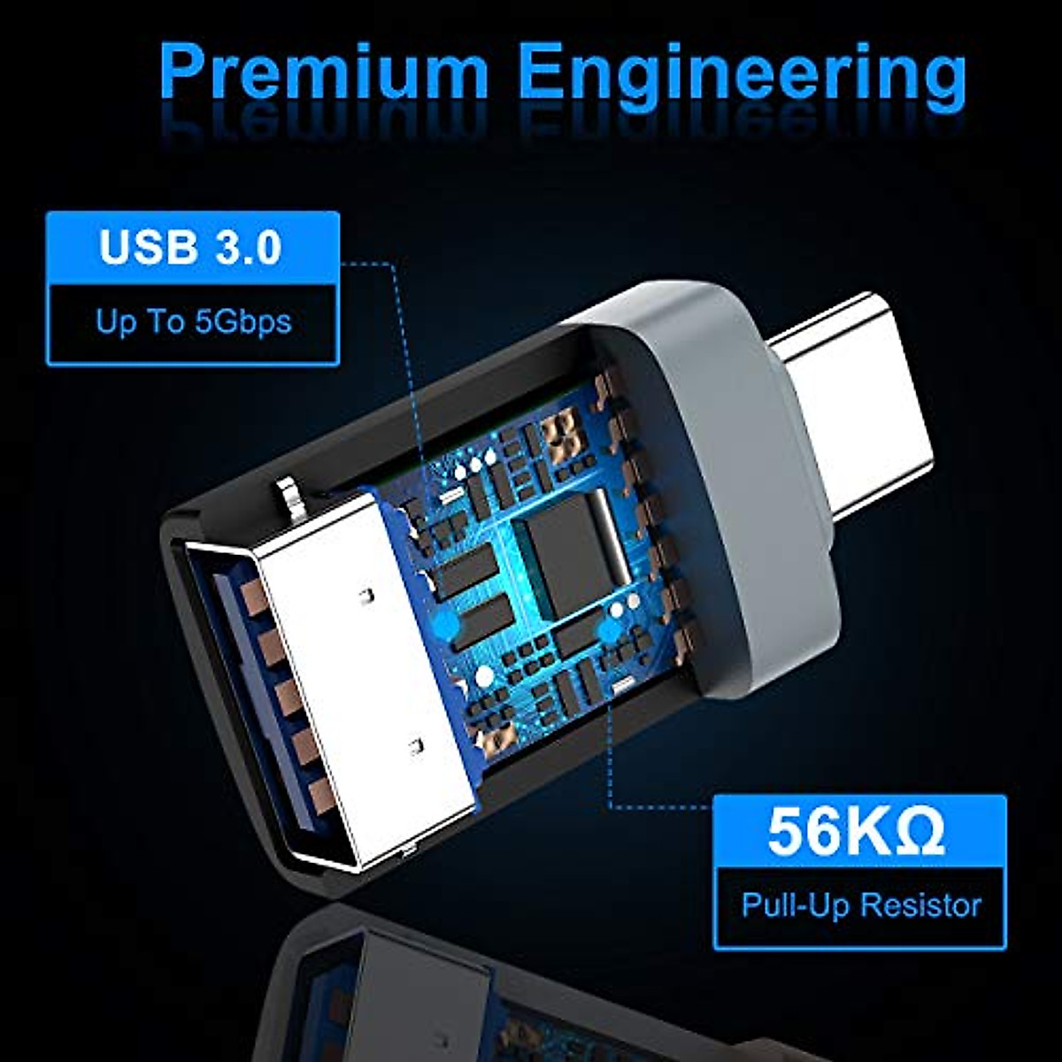 Basesailor USB C Male to USB 3.0 Female Adapter 3 Pack,Thunderbolt 3 to Type A OTG Converter for MacBook Pro,iPad Air 4 4th 5 5th Mini 6 6th Generation,Microsoft Surface Go,Samsung Galaxy S23 S21 S22