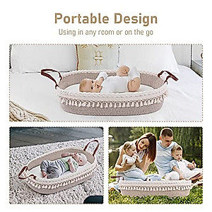 Baby Changing Basket for Babies, Moses Basket Diaper Changing Station Changing Table Topper with Foam Changing Pad 3 Pack Waterproof Cotton Mattress Changing Pad Cover, Boho Nursery Decor
