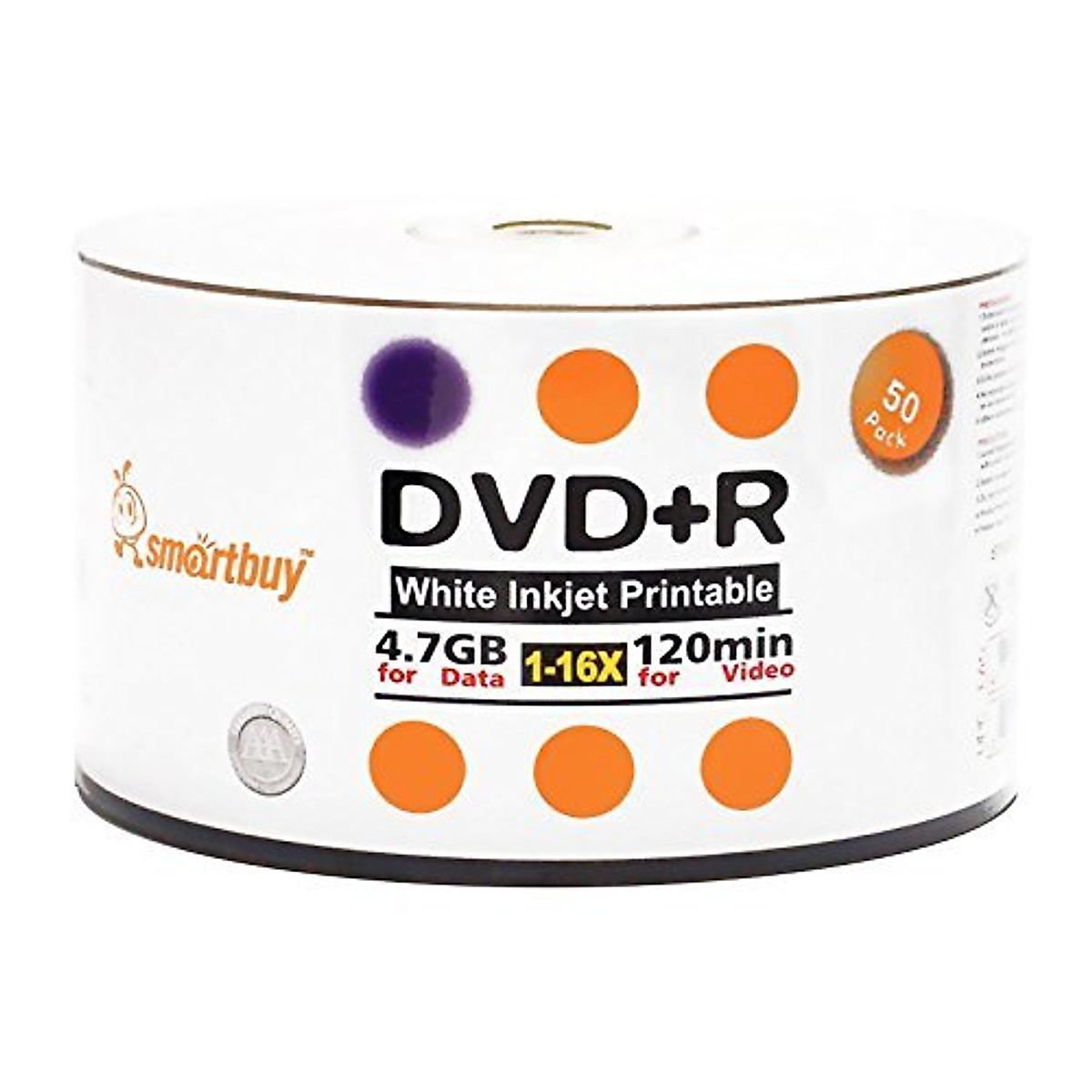Smartbuy 1000-disc 4.7gb/120min 16x DVD+R White Inkjet Hub Printable Blank Data Recordable Media Disc