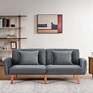 JOMEED 65" Velvet Loveseat Sofa,Modern Couch for Living Room,Futon Sofa Bed with Adjustable Backrest for Small Spaces,Dorm,Apartment