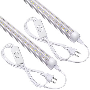JOMITOP 2FT Led Shop Light 3-Color,20W 3000K 4000K 6000K Led Garage Light Linkable Tube Light T8 LED Light Fixture Ceiling and Utility Light for Under Cabinet Office Garage Workbench Room 2Pack
